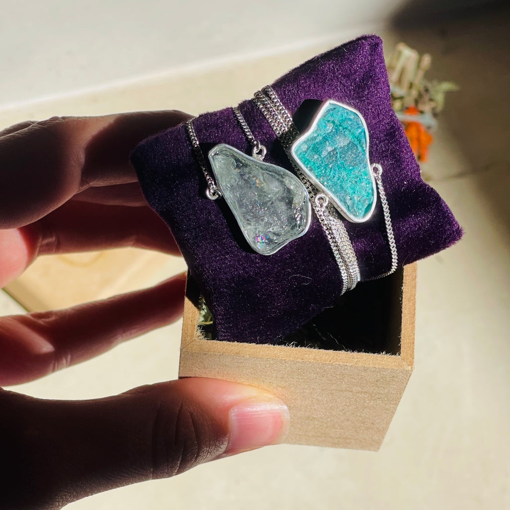 Água Marinha e Turquesa Peruana - escapulário moldura 70 cm (prata 925 ...